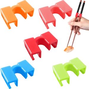 5 pairs reusable chopstick helpers practice chinese chop stick training chopsticks for many age, kids, adult, beginner, trainers or learner (multi color)