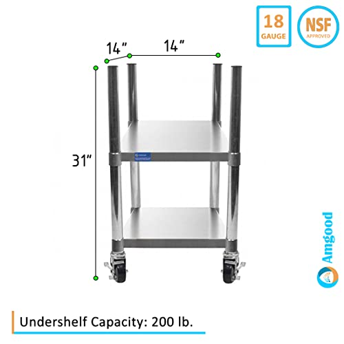 AmGood 14" x 14" Stainless Steel Rice Warmer Stand With Wheels | Restaurant Commercial Grade Equipment Stand