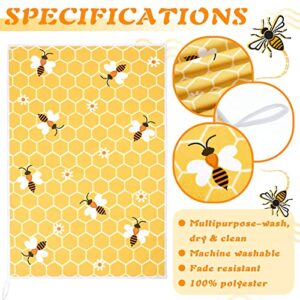 4 Pcs Bee Kitchen Towel Honey Bee Dish Towels Honeycomb Kitchen Towels Bee Bath Tea Towels Bee Hand Polyester Towel Bee Dish Cloths Absorbent for Kitchen Bathroom Home 16 x 24 Inches (Black, Bee)