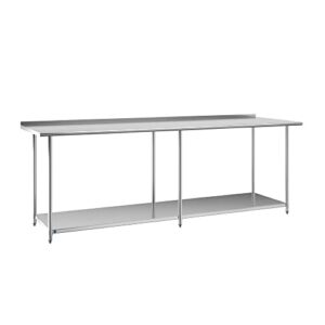 krollen industrial 30" x 96" 18 gauge 430 stainless steel work table with undershelf and 2" rear upturn