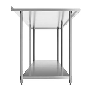 Krollen Industrial 30" x 96" 18 Gauge 430 Stainless Steel Work Table with Undershelf and 2" Rear Upturn