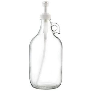 half gallon glass pump dispenser bottle, large jug with pump for laundry soap dispenser, liquid detergent, fabric softener, syrup pump - 64 oz capacity - by kitchentoolz