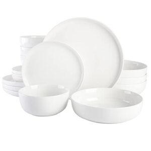 gibson home oslo porcelain dinnerware set, service for 4 (16pcs), white