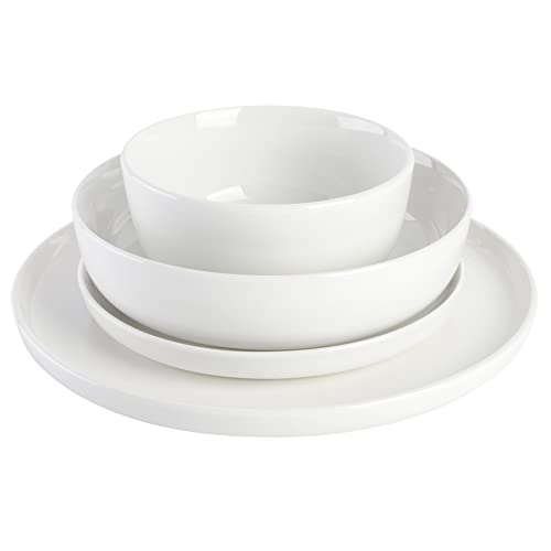 Gibson Home Oslo Porcelain Dinnerware Set, Service for 4 (16pcs), White