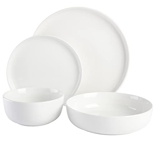 Gibson Home Oslo Porcelain Dinnerware Set, Service for 4 (16pcs), White