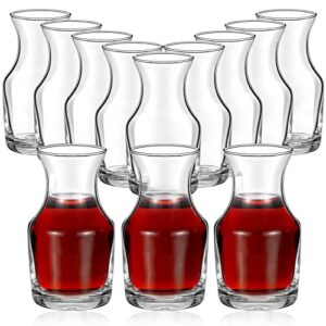 single serving wine carafe glass mini carafe individual wine decanter small carafe for wine dinner parties tastings bars restaurants（12 pack, 6.5 oz)