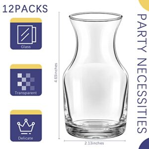 Single Serving Wine Carafe Glass Mini Carafe Individual Wine Decanter Small Carafe for Wine Dinner Parties Tastings Bars Restaurants（12 Pack, 6.5 oz)