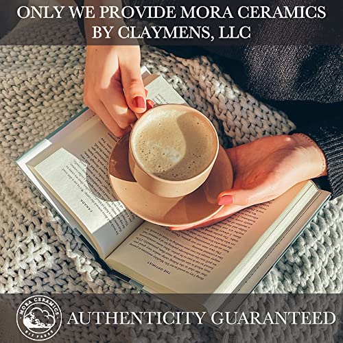 Mora Ceramics 8oz Cappuccino Mug Set of 4 - Ceramic Coffee Cups with Saucers - Microwave and Dishwasher Safe, Perfect For Tea, Espresso, Latte - Porcelain Mugs for Kitchen or Cafe - Assorted Neutrals