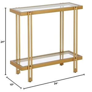 Henn&Hart 24" Wide Rectangular Side Table in Brass, Table for Living Room, Bedroom