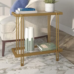 henn&hart 24" wide rectangular side table in brass, table for living room, bedroom