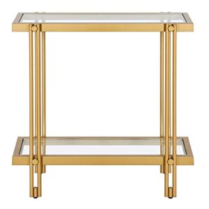 Henn&Hart 24" Wide Rectangular Side Table in Brass, Table for Living Room, Bedroom