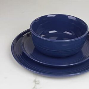 Double Line 10.5" Dinner Plate, Set of 6, Cobalt Blue