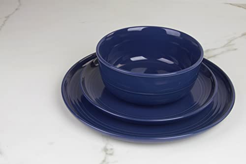 Double Line 10.5" Dinner Plate, Set of 6, Cobalt Blue