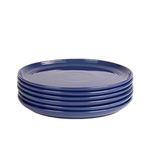 Double Line 10.5" Dinner Plate, Set of 6, Cobalt Blue