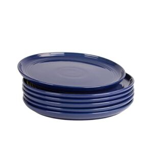 Double Line 10.5" Dinner Plate, Set of 6, Cobalt Blue