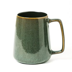 large ceramics coffee mugs,24 oz,large handle design,extra large tea and coffee cup for office and home，microwave and dishwasher safe(color:24 oz green)