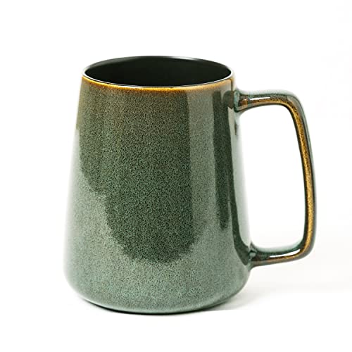 Large Ceramics Coffee Mugs,24 OZ,Large Handle Design,Extra Large Tea and Coffee Cup for Office and Home，Microwave And Dishwasher Safe(Color:24 oz green)