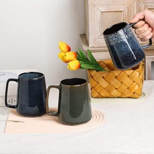 Large Ceramics Coffee Mugs,24 OZ,Large Handle Design,Extra Large Tea and Coffee Cup for Office and Home，Microwave And Dishwasher Safe(Color:24 oz green)