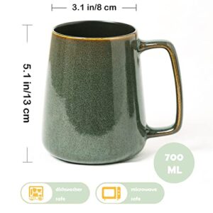 Large Ceramics Coffee Mugs,24 OZ,Large Handle Design,Extra Large Tea and Coffee Cup for Office and Home，Microwave And Dishwasher Safe(Color:24 oz green)