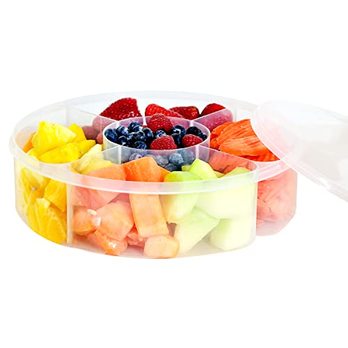 Youngever Plastic Food Platter, 5 Compartment Candy and Nut Serving Container, Appetizer Serving Tray With Lid