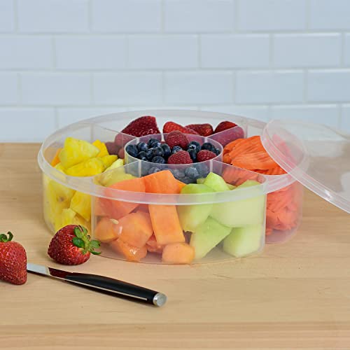 Youngever Plastic Food Platter, 5 Compartment Candy and Nut Serving Container, Appetizer Serving Tray With Lid