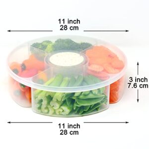 Youngever Plastic Food Platter, 5 Compartment Candy and Nut Serving Container, Appetizer Serving Tray With Lid