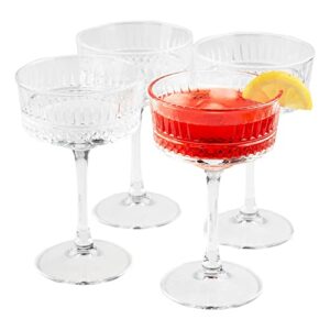 the mask el turko Vintage Coupe Glasses Set of 4, Champagne, Cocktail, Martini, Wine Glasses, Long Stem Glassware, (8.8oz/260ml) (4 Pcs)