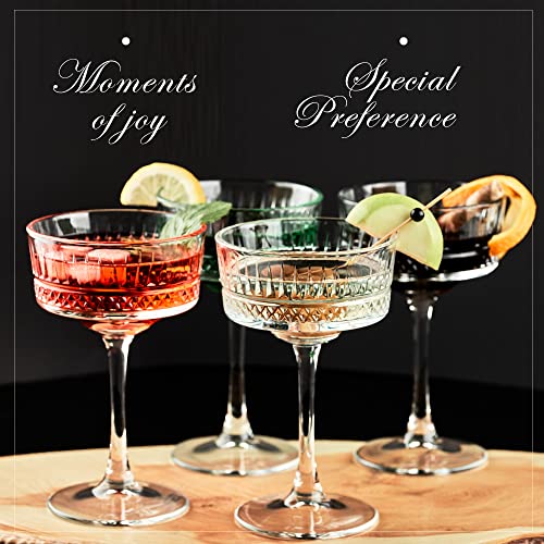 the mask el turko Vintage Coupe Glasses Set of 4, Champagne, Cocktail, Martini, Wine Glasses, Long Stem Glassware, (8.8oz/260ml) (4 Pcs)