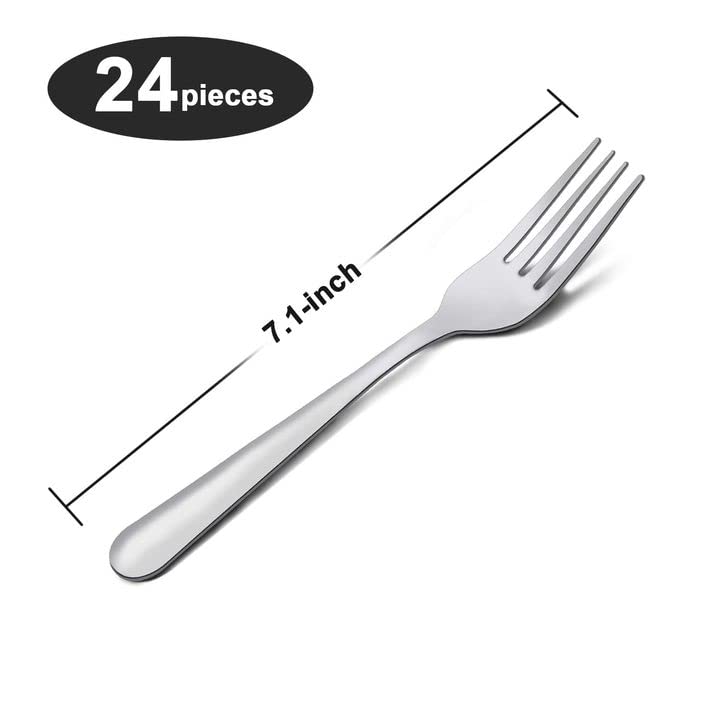 24 Pieces Dinner Forks Set (7.1 inch), Unokit Silver Stainless Steel Dinner Forks Set of 24, Forks Silverware, Flatware Forks for Home, Kitchen or Restaurant - Mirror Polished, Dishwasher Safe 