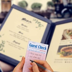 DGBDPACK Guest Check Pads EP-3632-1 (10 Pads), Total 500 Pink Waitress Notepad, Server Order Pads