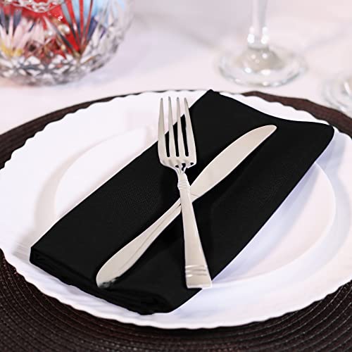 Utopia Home Black Cloth Napkins (12 Pack, 20x20 Inches), Ideal Dinner Napkins for Party, Wedding and Lunch/Dinner