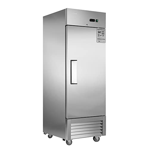 JINSONG 27" Commercial Refrigerator with Single Solid Door, 23 cu.ft Stainless Steel Reach-in Refrigerator for Restaurant, Bar, Shop, Residential