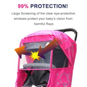 Wonder Living Stroller Rain Cover, Universal Stroller Weather Shield, Waterproof, Windproof Protection, Protect from Dust Snow (Pink)