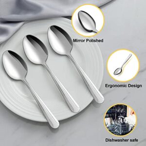 BEWOS 24 Pieces Dinner Spoons Set, 8-Inch Spoons Silverware, Stainless Steel Spoons, Silverware Spoons, Mirror Polished Tablespoons, Dishwasher Safe, Silver Spoons For Home, Kitchen or Restaurant