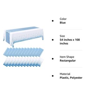 24 Packs Wedding Satin Table Runner Disposable Plastic Tablecloths 54 x 108 Inch Table Cloths for Parties Tablecloth 12 x 108 Inch Table Runners for Wedding Birthday Celebration (Blue)