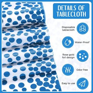 24 Packs Wedding Satin Table Runner Disposable Plastic Tablecloths 54 x 108 Inch Table Cloths for Parties Tablecloth 12 x 108 Inch Table Runners for Wedding Birthday Celebration (Blue)