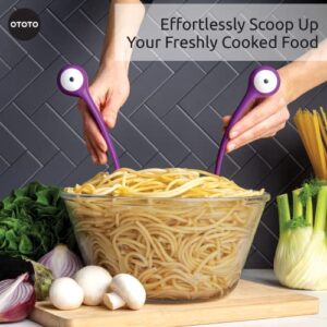 OTOTO Pasta Monsters and Salad Servers - BPA-Free Fun Kitchen Gadgets - 100% Food Safe Salad Spoon and Fork Set - Pasta and Salad Server - 11.93x 3.39 x 2.24 inch (Purple)