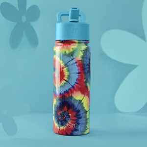 Simple Modern Kids Water Bottle with Straw Lid | Insulated Stainless Steel Reusable Tumbler for School, Girls | Summit Collection | 18oz, Tie-Dye