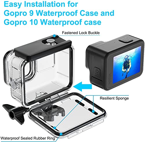 Artman Waterproof Case for GoPro Hero 11/10/9 Black, 60M/196FT Underwater Protective Diving Case with Bracket Mount Accessories +12 Anti-Fog Inserts Fully Compatible with GoPro Hero 11/10/9 Black