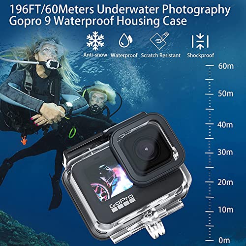 Artman Waterproof Case for GoPro Hero 11/10/9 Black, 60M/196FT Underwater Protective Diving Case with Bracket Mount Accessories +12 Anti-Fog Inserts Fully Compatible with GoPro Hero 11/10/9 Black