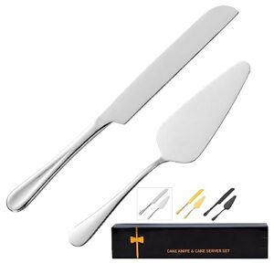 ervilo cake serving set, cake pie pastry servers, stainless steel cake knife and server set perfect for birthday, wedding, parties and events (silver)