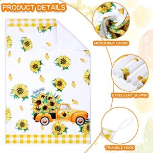 4 Pcs Kitchen Towels Sunflower Bee Dish Towels Decorative Absorbent Hand Polyester Towel with Hanging Loop for Kitchen Dishes Tea Towels for Home Housewarming Gifts Decor, 16 x 24'' (Yellow, Sweet)