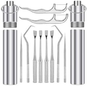 jyplkcmt 10 pieces 2 set holders portable metal toothpicks,pocket titanium toothpick stainless steel toothpick reusable toothpicks holder for outdoor camping picnic travel