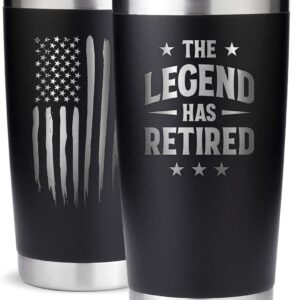 PRPinkRain Retirement Gifts for Men 2023 - The Legend Has Retired - American Flag Tumbler, Retirement Gag Gifts Idea for Men, Him, Dad, Grandpa, Husband, Coworkers