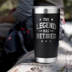 PRPinkRain Retirement Gifts for Men 2023 - The Legend Has Retired - American Flag Tumbler, Retirement Gag Gifts Idea for Men, Him, Dad, Grandpa, Husband, Coworkers