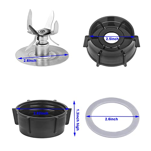 6 Point Ice Crushing Blade For Oster and Osterizer Blender Replacement Parts With Jar Base Cap And 2 Pcs O Ring Seal Gasket Accessory Refresh Kit