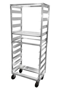 shopcraft side load aluminum speed rack, commercial standard heavy duty aluminum bun racks for food service, bakery, restaurant, nsf listed industrial baking pan rack (10 tier 6 inch spacing)