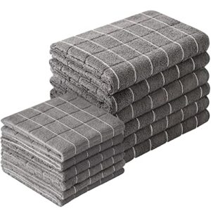 puomue microfiber kitchen towels and dishcloths set, 26 x 18 inch and 12 x 12 inch, set of 12 bulk lint free dish towels for drying dishes, grey