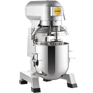 VEVOR Commercial Food Mixer, 30Qt Commercial Mixer with Timing Function, 1100W Stainless Steel Bowl Heavy Duty Electric Food Mixer with 3 Speeds Adjustable 108/199/382 RPM, Perfect for Bakery Pizzeria