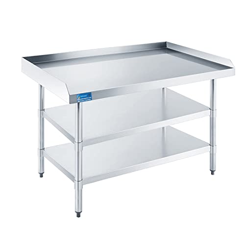 AmGood Commercial Work Table with Backsplash and Side Splashes and Two Shelves | Stainless Steel Prep Table for Kitchen, Restaurant, Garage, Laundry | NSF (30" Width x 60" Length)